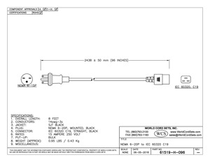 Buy 15A 250V NEMA 6-15P Power Cords