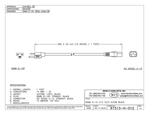 Buy 15A 250V NEMA 6-15P Power Cords