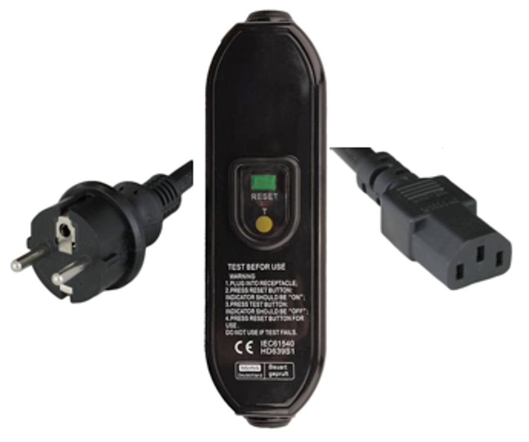 Buy 2.5m European Schuko CEE7/7 Plug to In-Line RCD to IEC60320 C13 10A ...