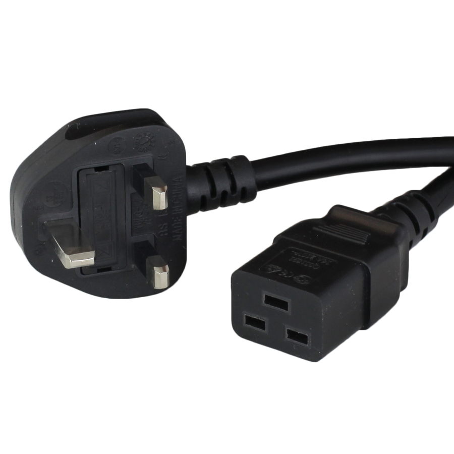 Buy 3m UK BS1363 Down Angle to IEC60320 C19 13A 250V H05VV-F3G1.5 Power Cord - BLACK