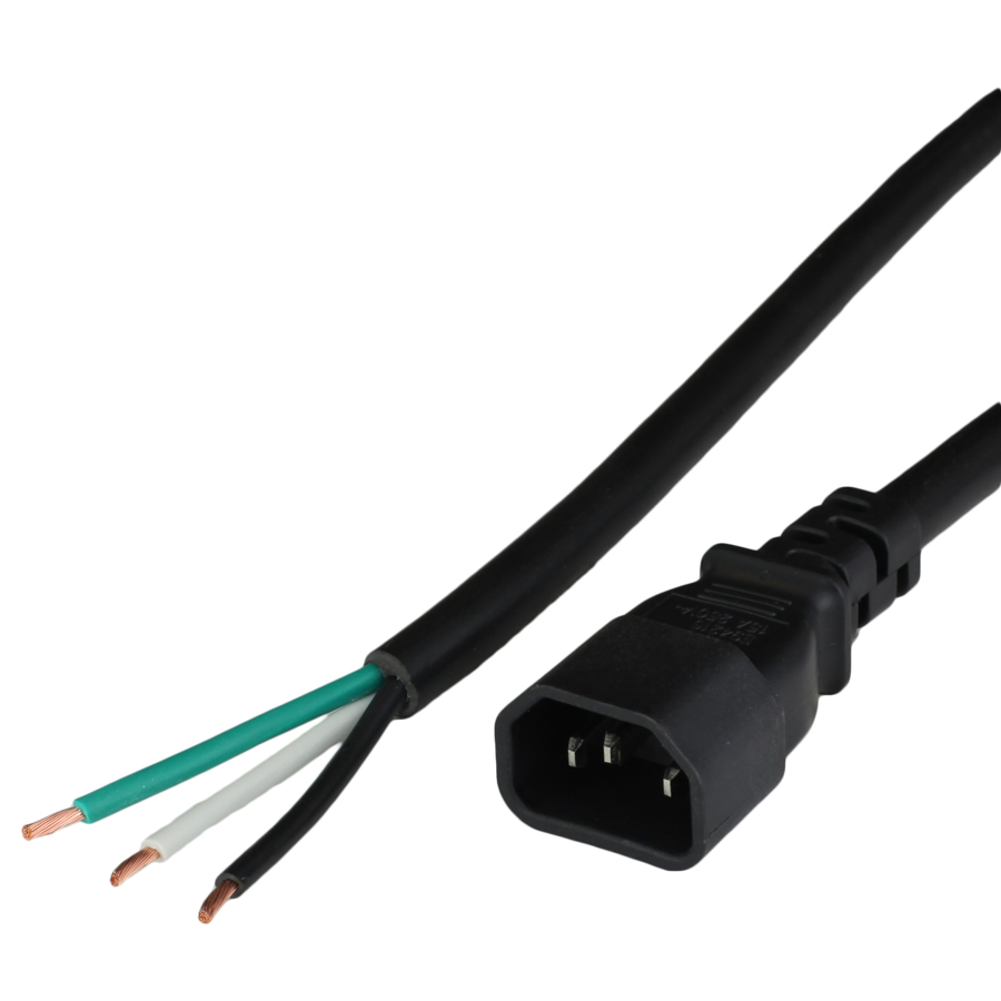Buy 4.5FT IEC60320 C14 to OPEN (2in ROJ + 0.25in Strip) 15A 250V 14awg ...