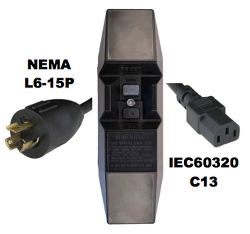 Buy 8FT NEMA L6-15P to Manual Reset In-Line GFCI to IEC60320 C13 15A ...