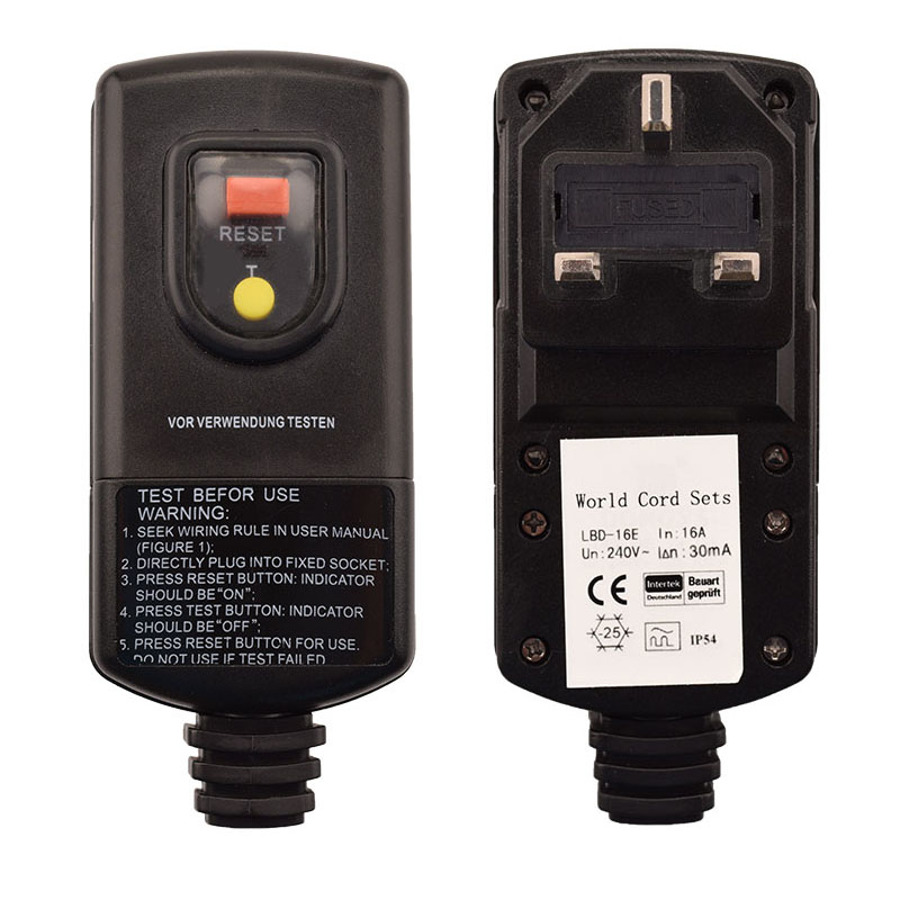 Buy Manual Reset RCD Plug Head (United Kingdom) 30mA Trip Level